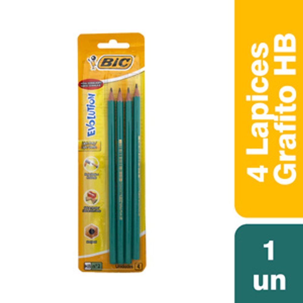 Lapiz Grafito Bic Evolution Hb x 4 Un - alberdisa