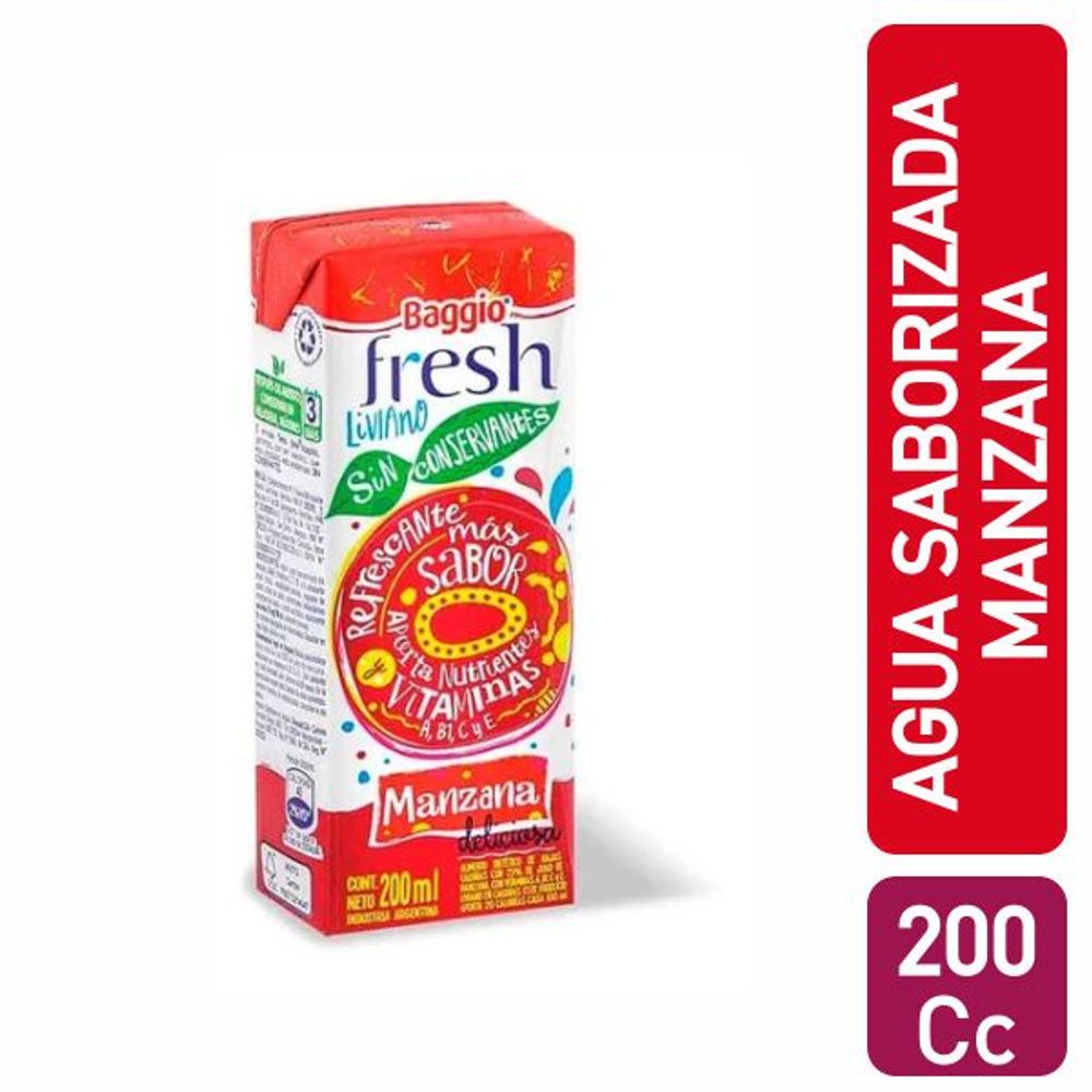 Agua Saborizada Baggio Fresh Manzana 200Cc - alberdisa