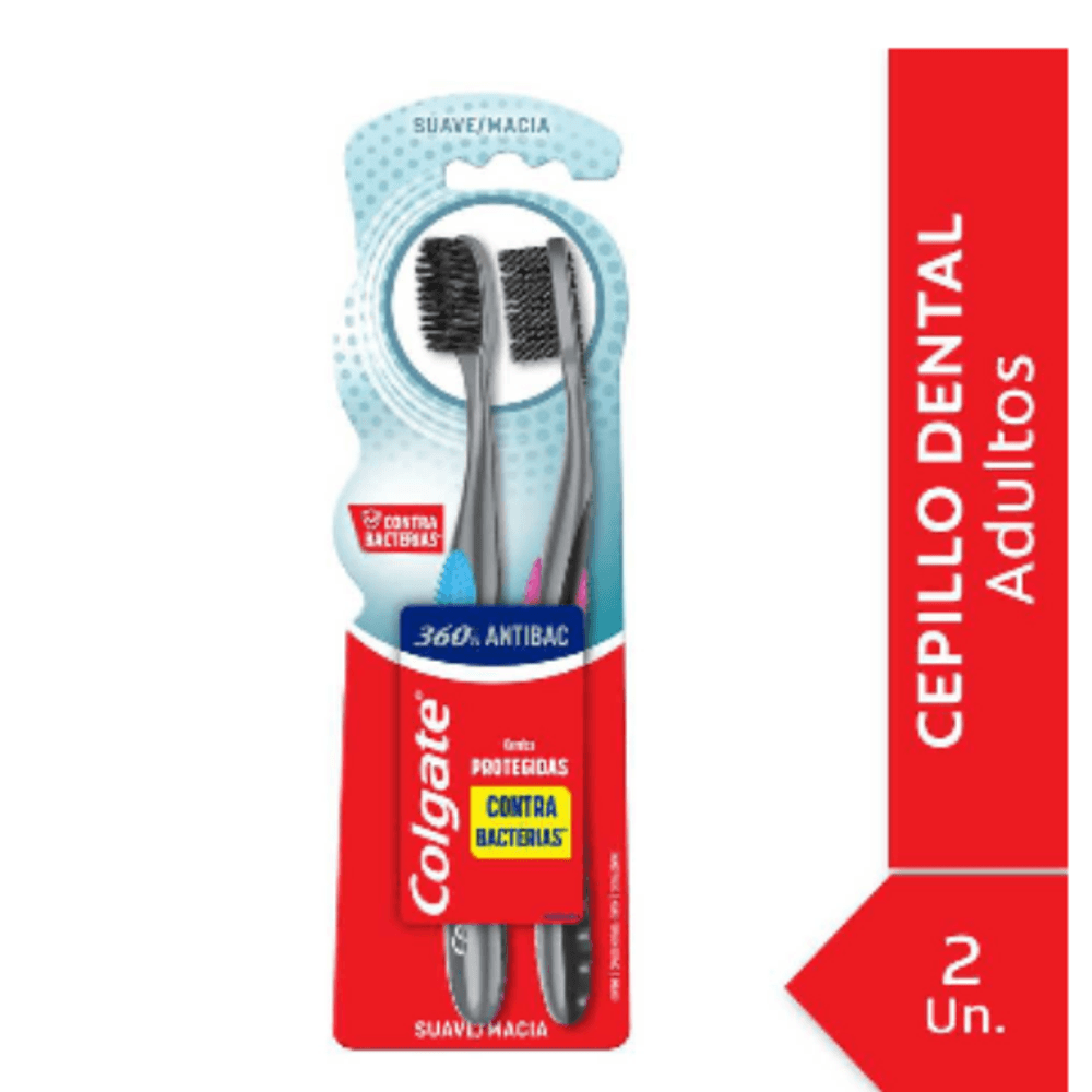 Cepillo de dientes Colgate 360° Antibacterial 2 unid - alberdisa